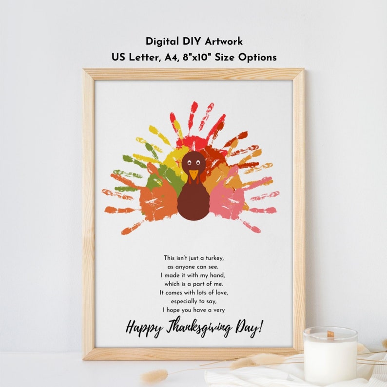 Printable Thanksgiving Handprint Craft for Kids, Thanksgiving Turkey ...