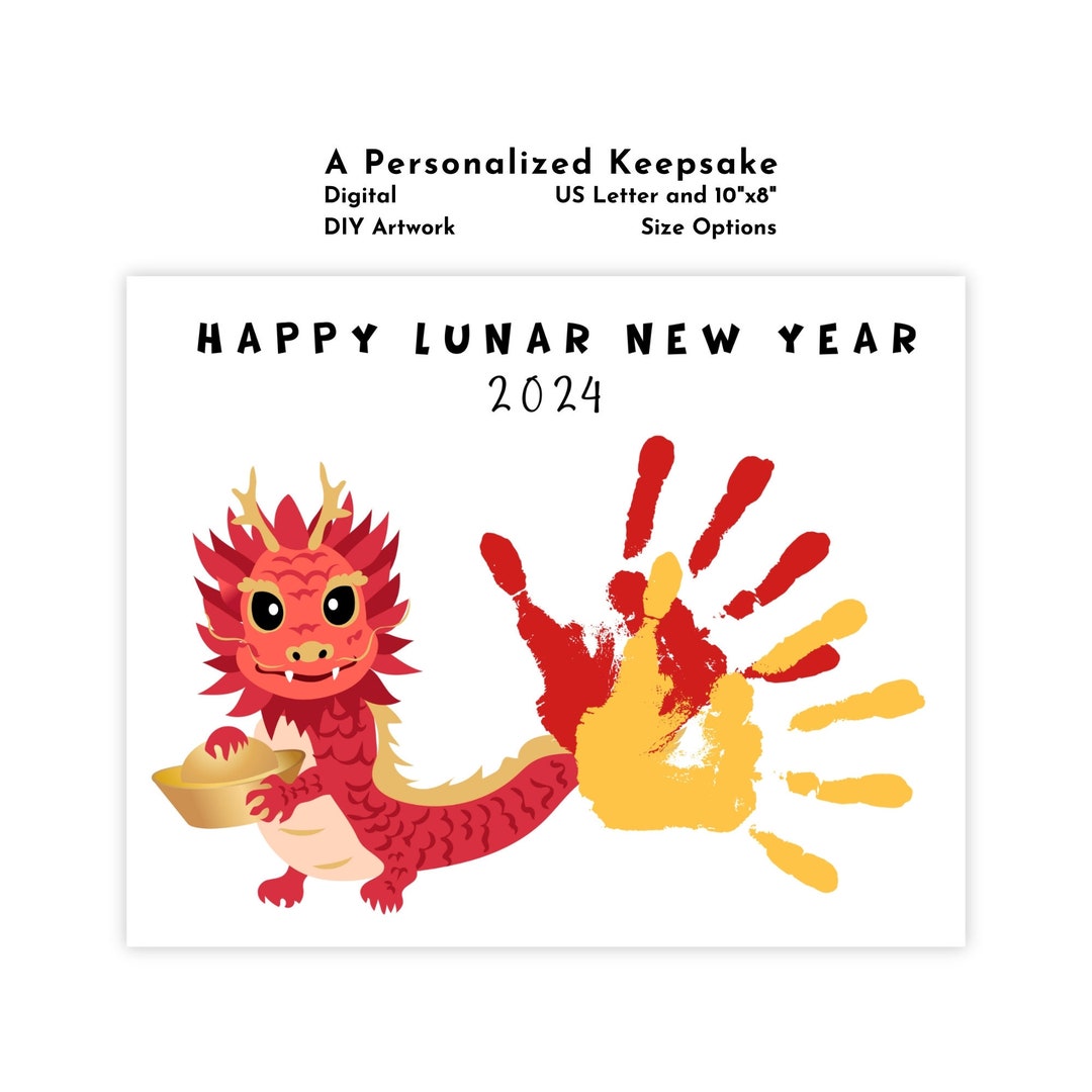 Happy Lunar New Year 2024 Handprint, Chinese New Year Handprint ...