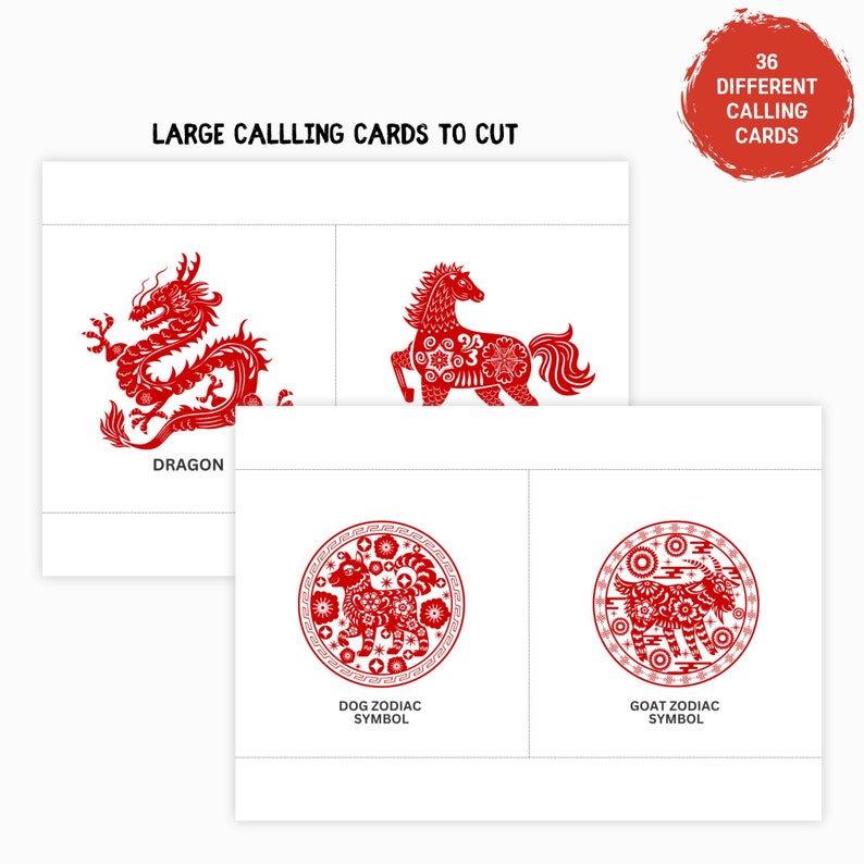 Chinese New Year Bingo Game for Kids and Adults, 50 Lunar New Year ...