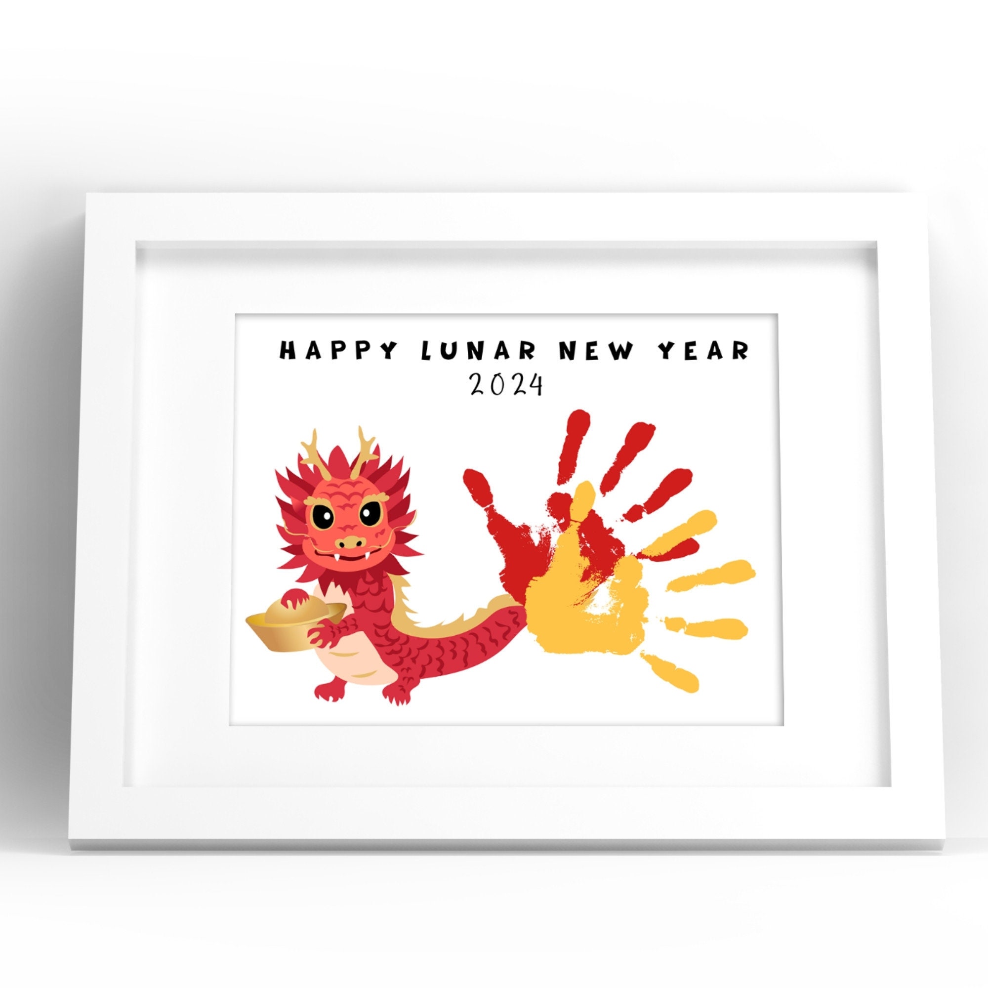 Happy Lunar New Year 2024 Handprint, Chinese New Year Handprint ...