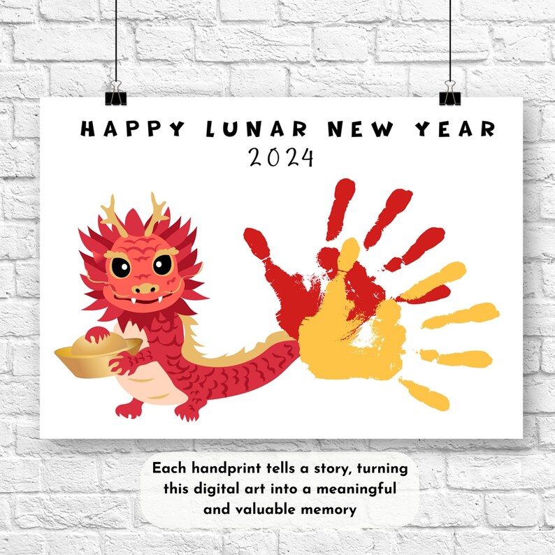 Happy Lunar New Year 2024 Handprint, Chinese New Year Handprint ...