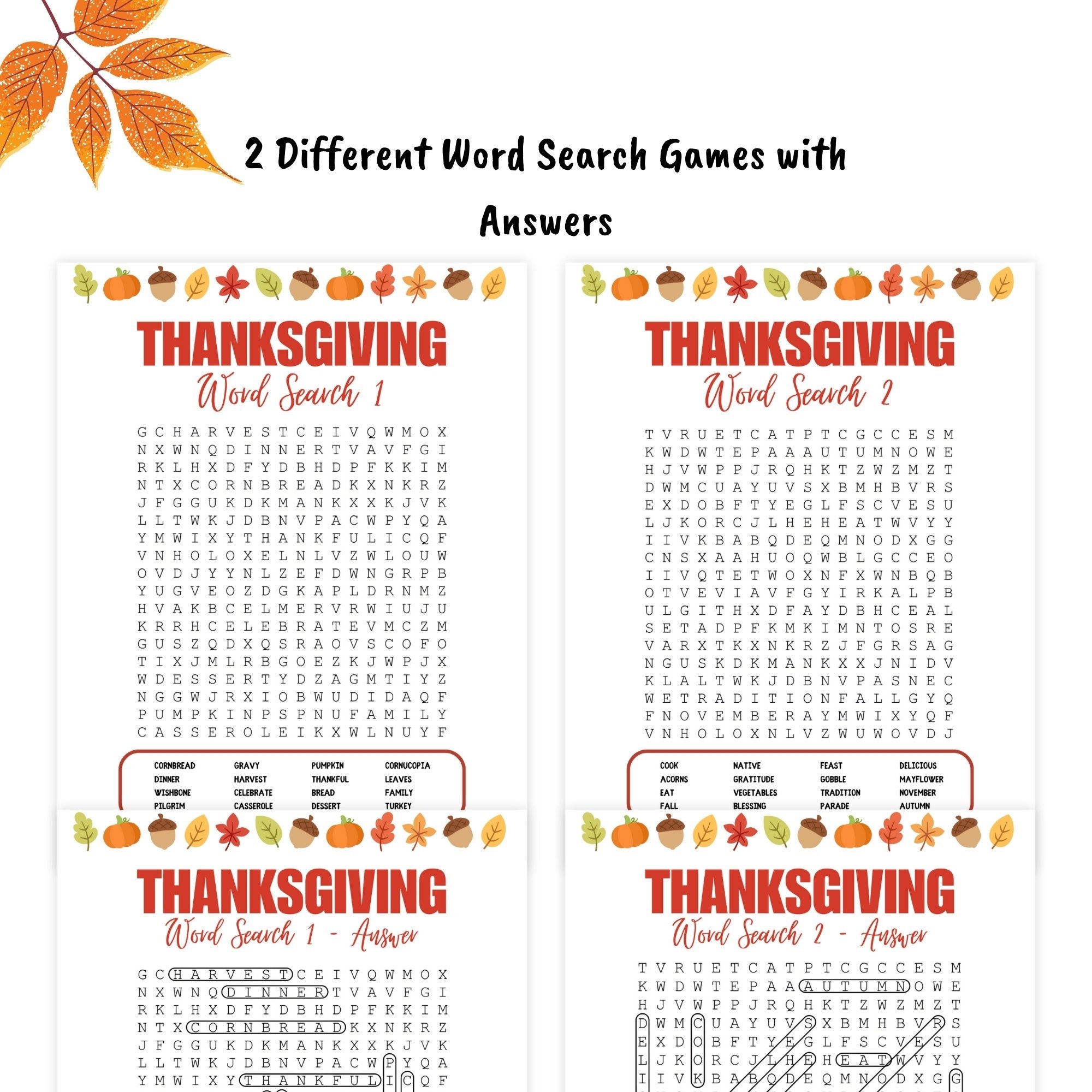 16 Thanksgiving Game Bundle, Printable Thanksgiving Games for Adults ...