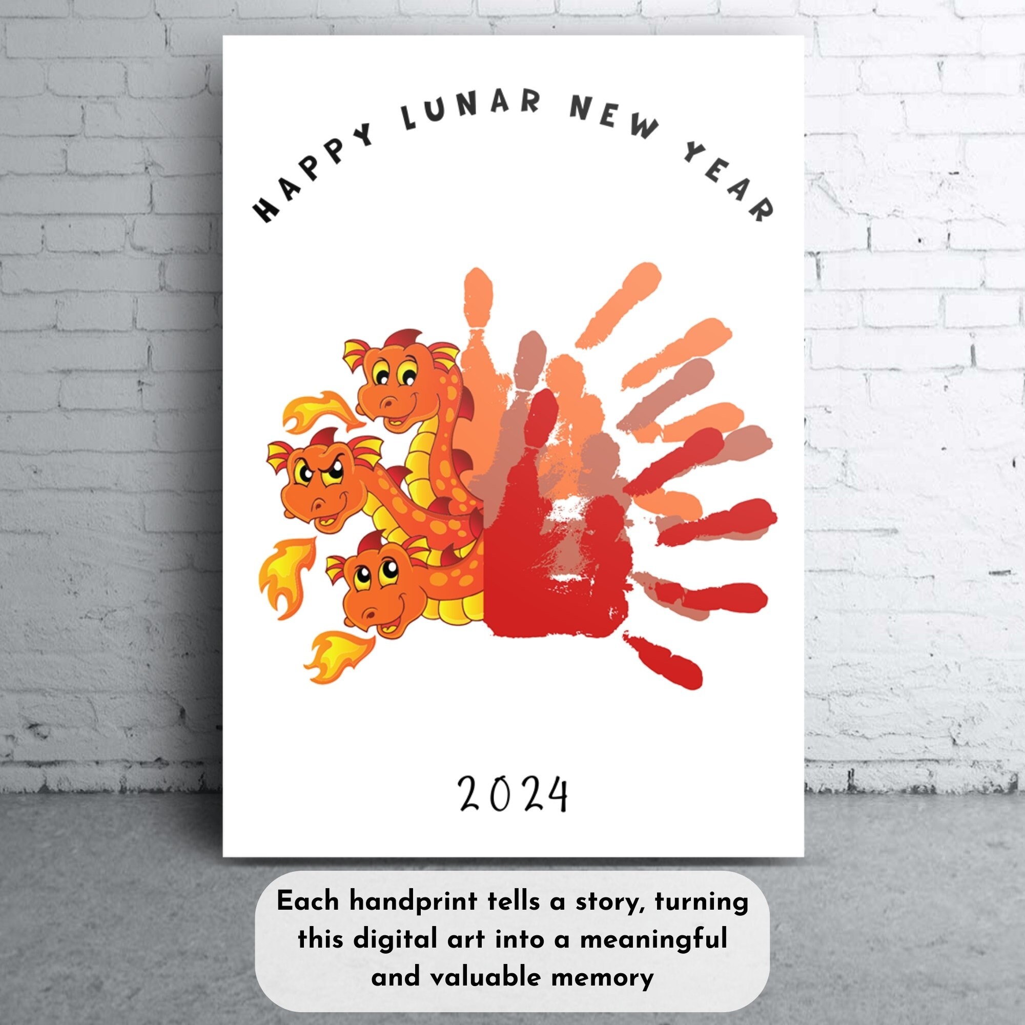 Happy Lunar New Year Handprint, Chinese New Year Handprint Keepsake Art ...