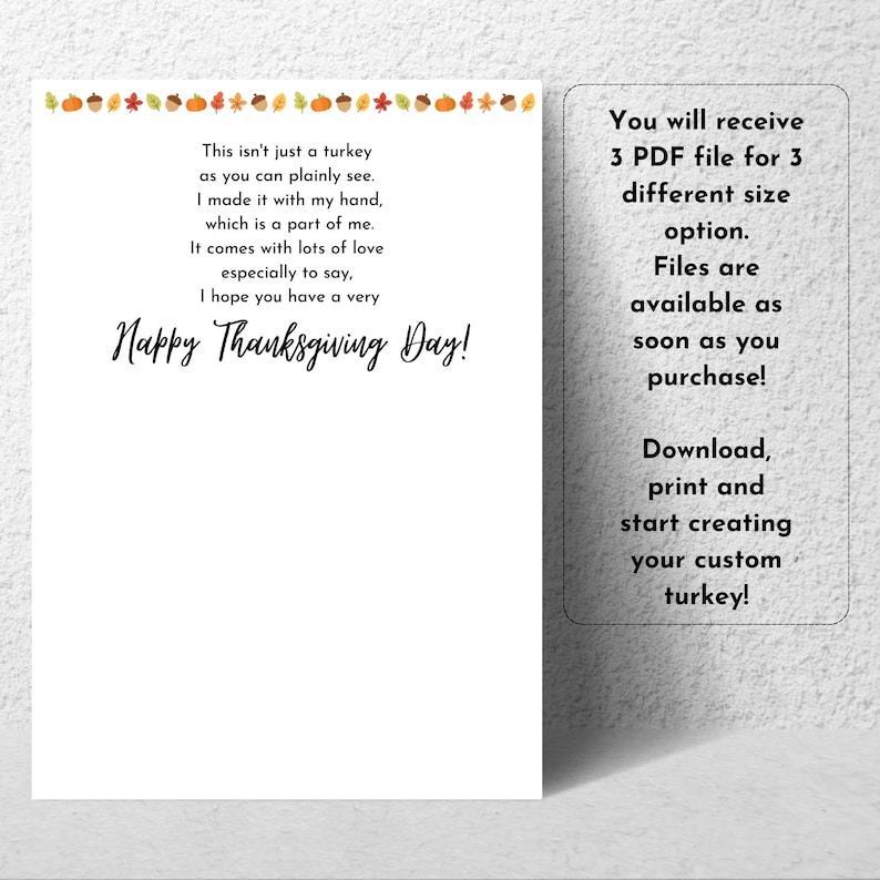 Printable Thanksgiving Handprint Craft, Thanksgiving Turkey Handprint ...