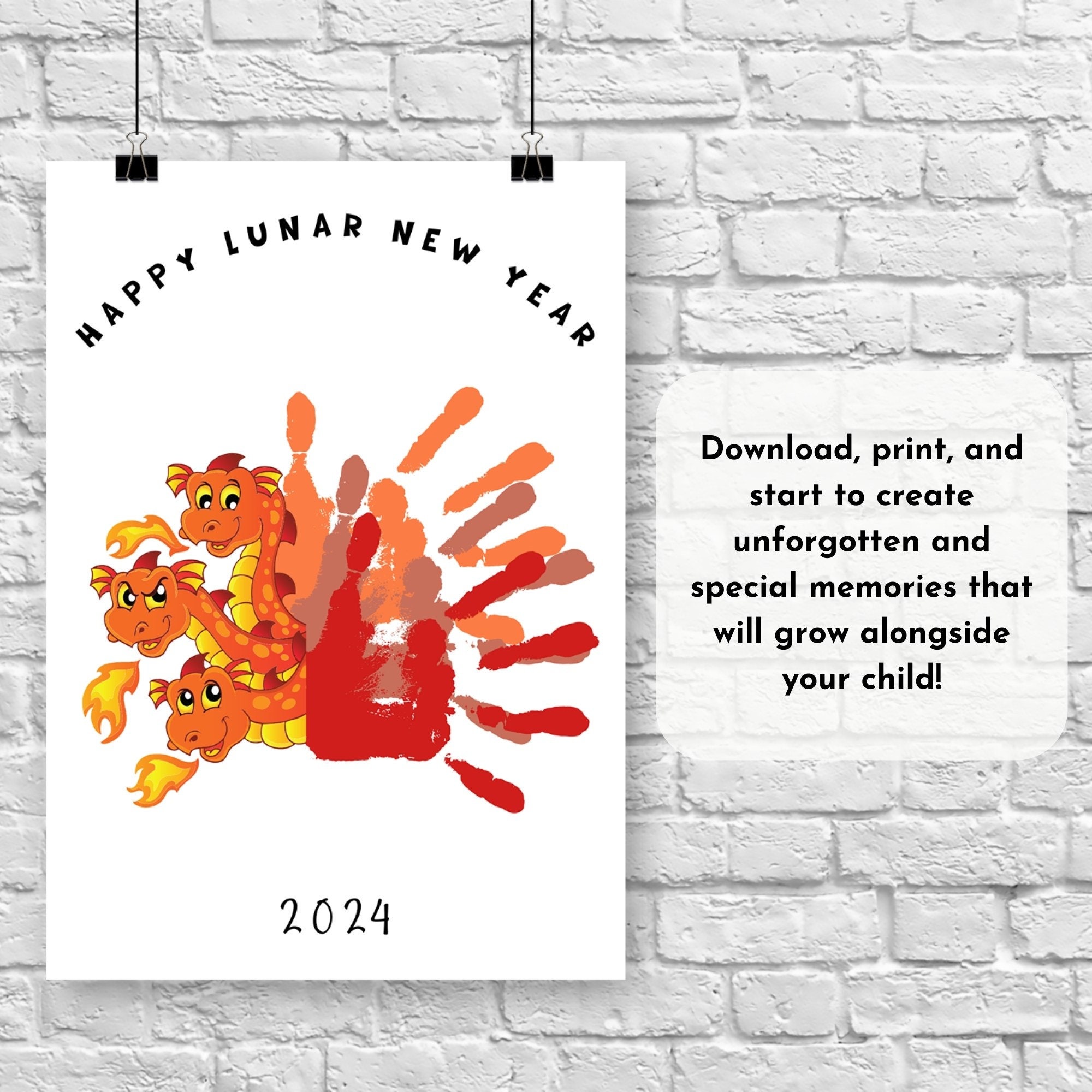Happy Lunar New Year Handprint, Chinese New Year Handprint Keepsake Art ...