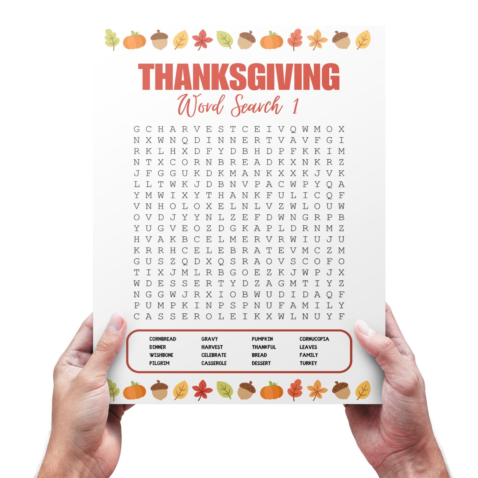 2 Printable Thanksgiving Word Search Game With Answers, Thanksgiving ...