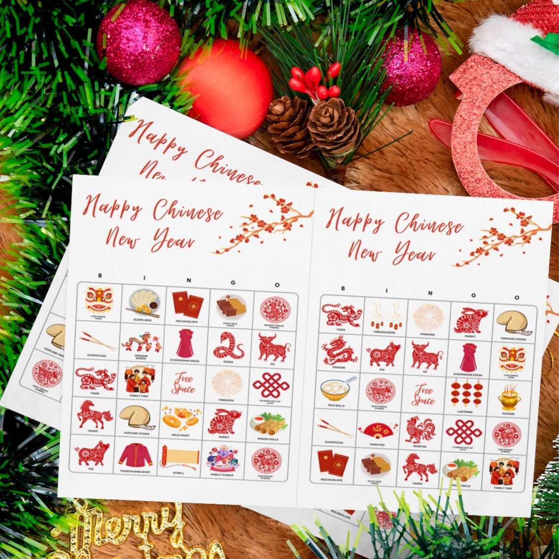 Chinese New Year Bingo Game for Kids and Adults, 50 Lunar New Year ...
