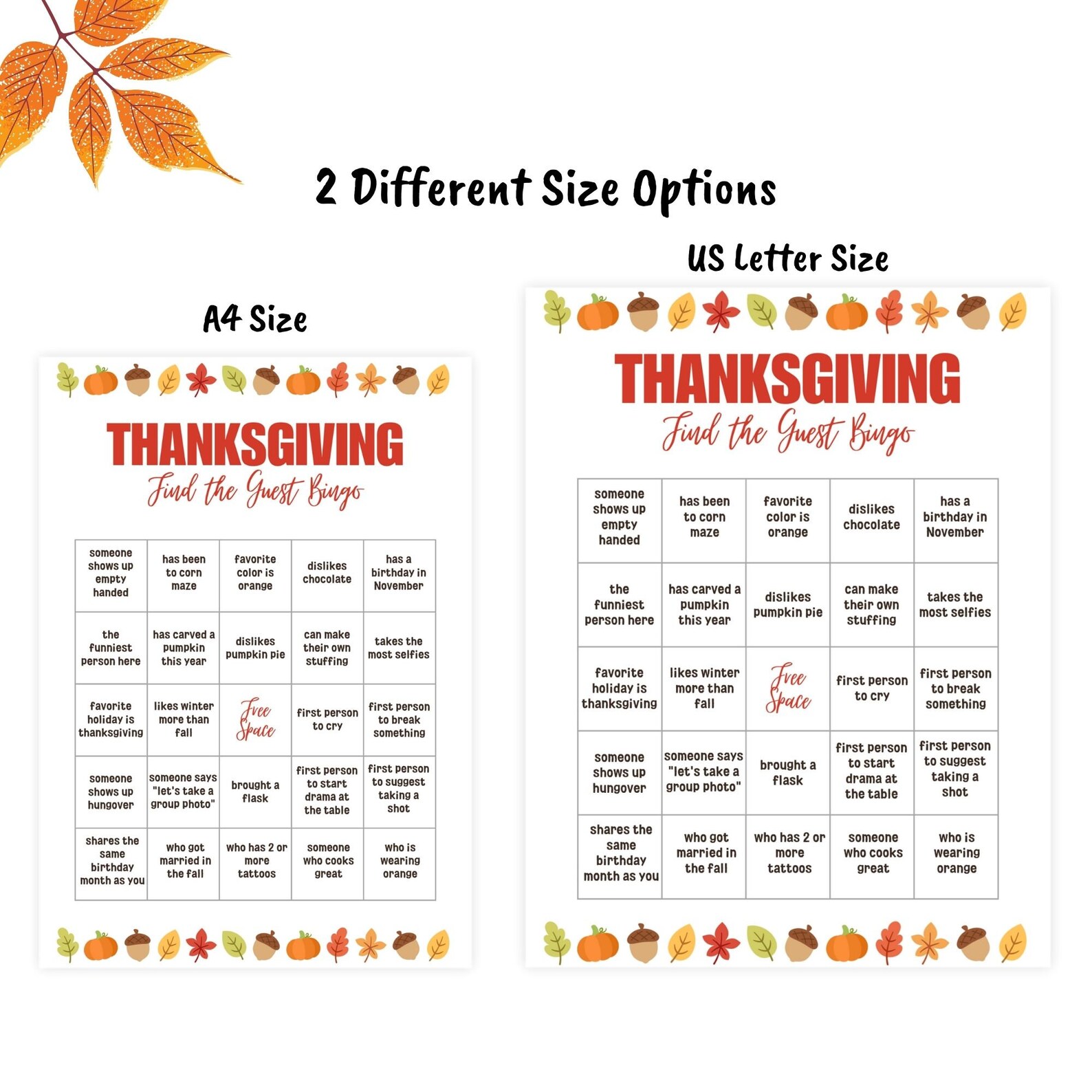 Editable Printable Thanksgiving Find the Guest Bingo for Adults ...