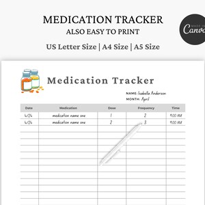 Medication Tracker Editable Printable A4/a5/letter Size - Etsy
