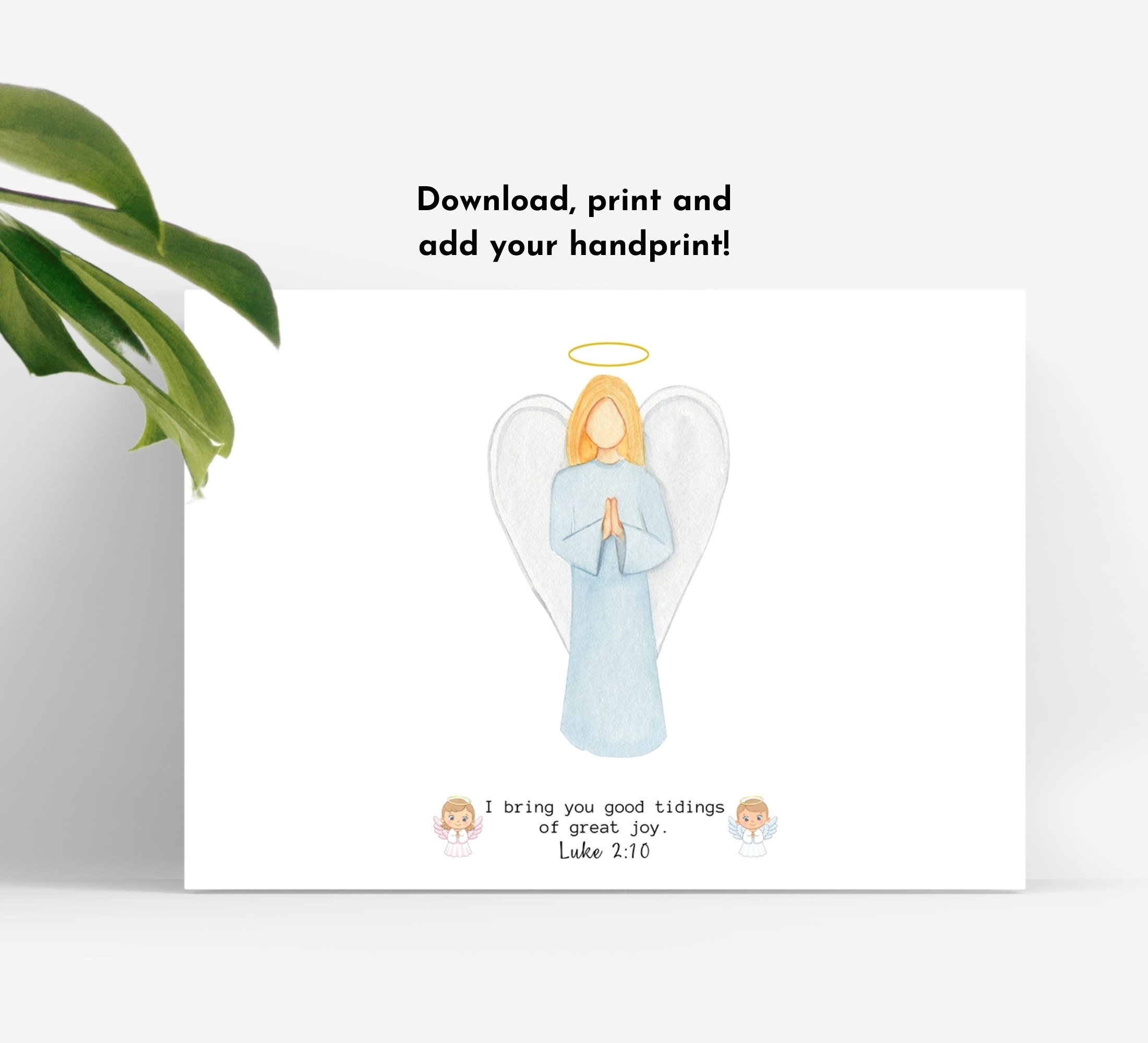 Printable Angel Handprint Template, Christian Bible Verse Craft, Angel ...