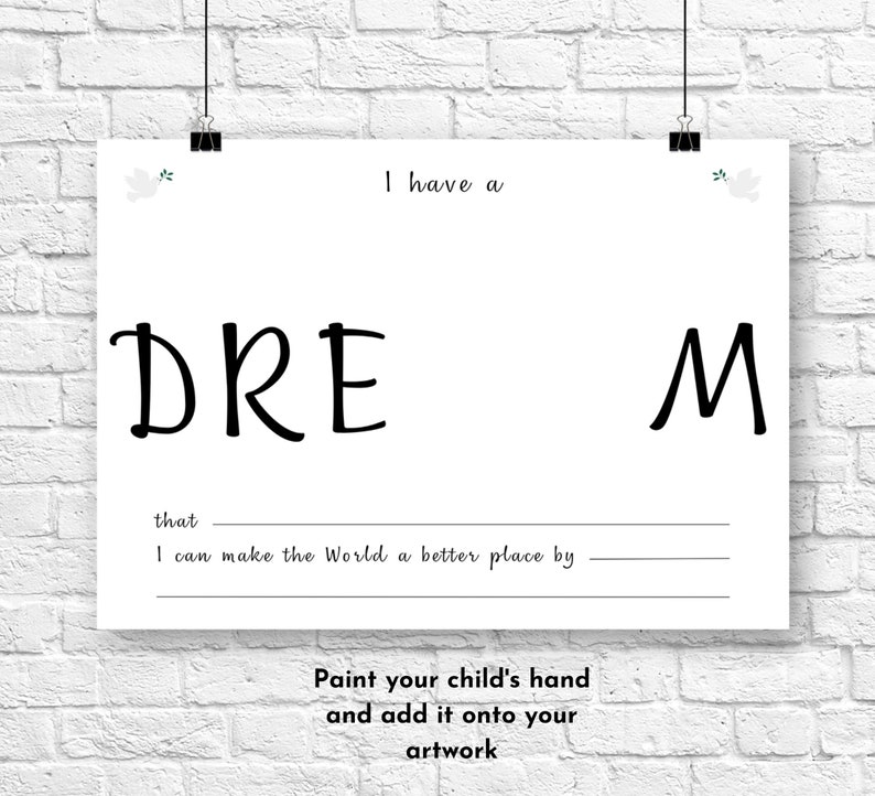 Printable I Have a Dream Handprint, Martin Luther King Day Handprint ...