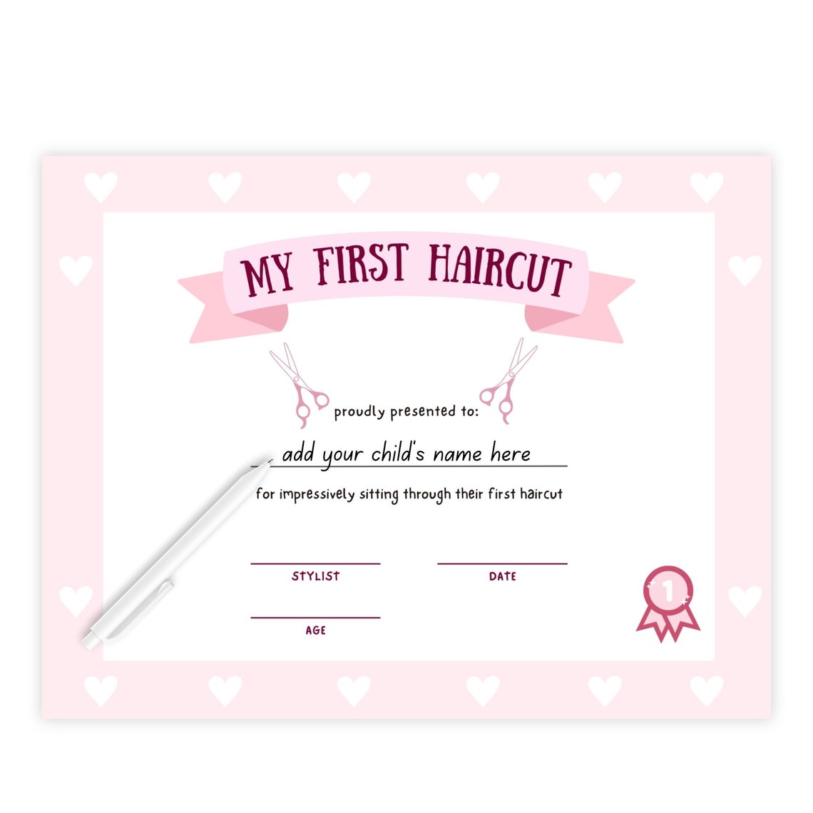 Printable My First Haircut Certificate, First Haircut Keepsake With 2 ...