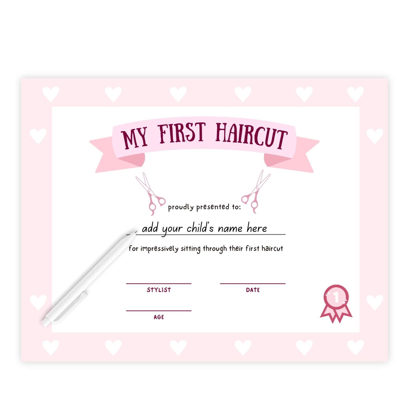 Printable My First Haircut Certificate, First Haircut Keepsake With 2 ...