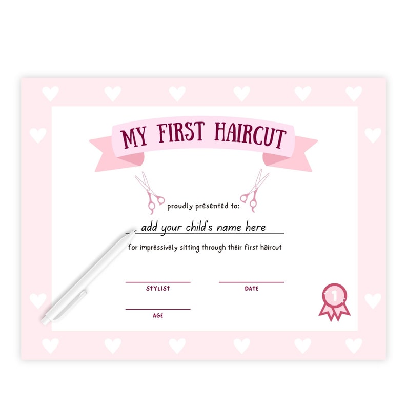Printable My First Haircut Certificate, First Haircut Keepsake With 2 ...