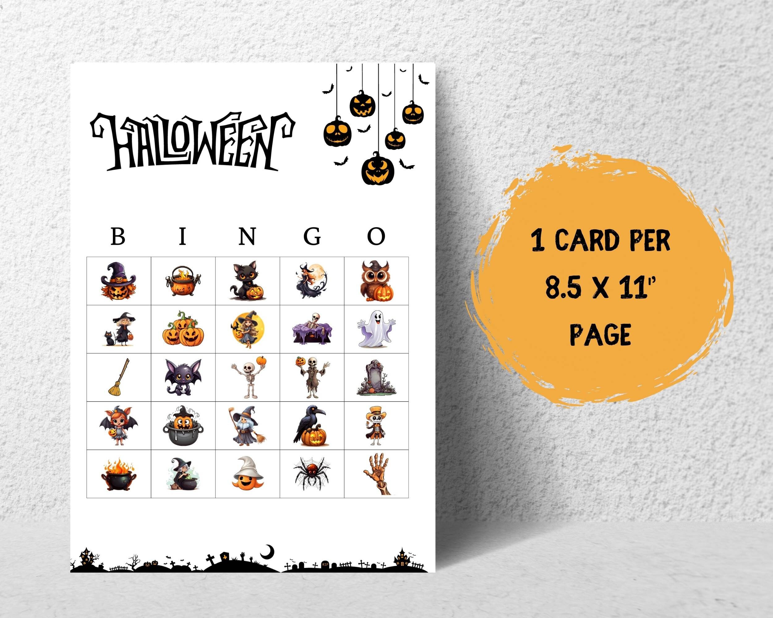 30 Printable Halloween Bingo Cards for Kids Teens and Adults, Halloween ...