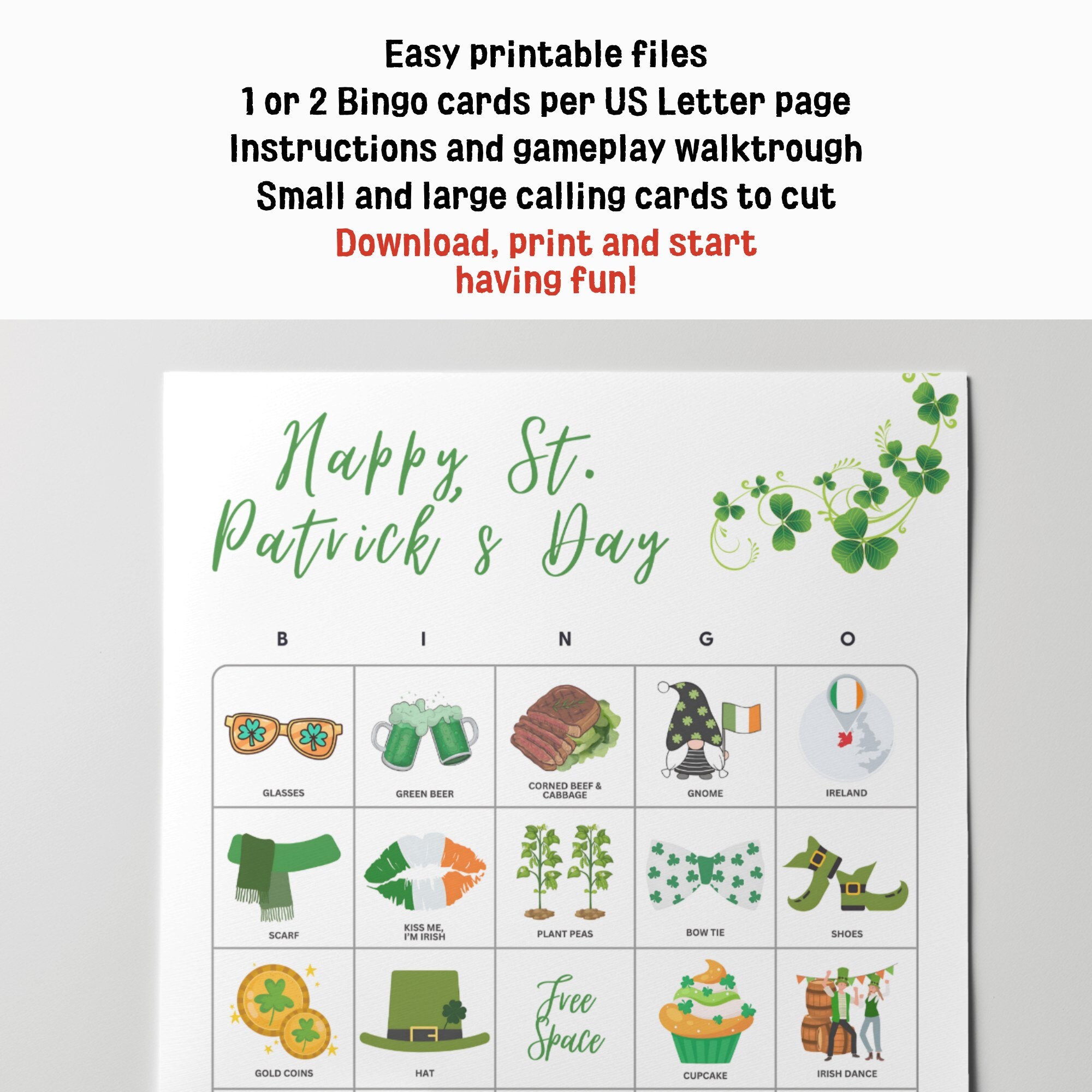 St. Patrick's Day Bingo, St Patrick Day Printable Activities, St ...