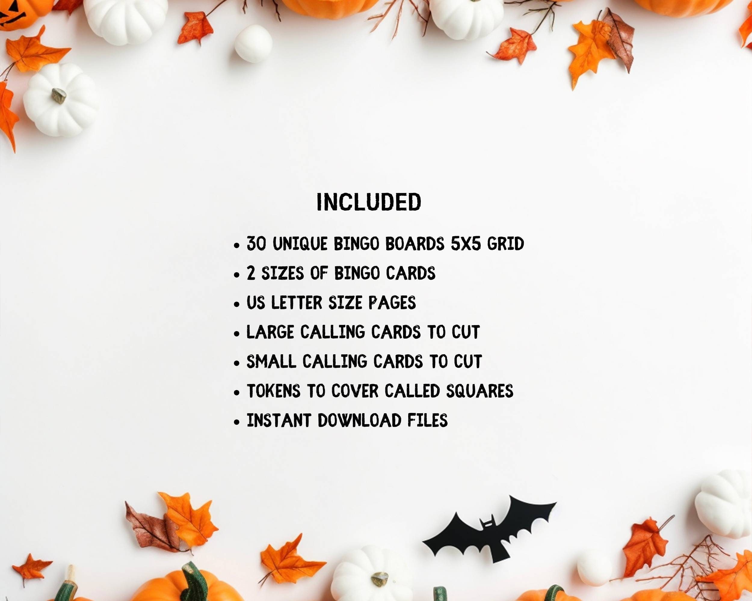 30 Printable Halloween Bingo Cards for Kids Teens and Adults, Halloween ...