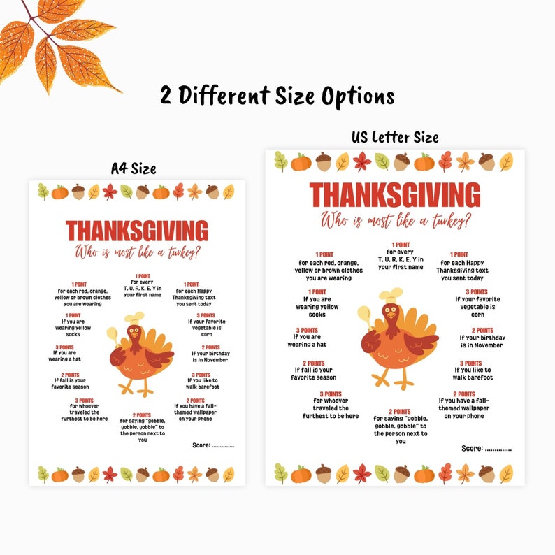 Editable Printable Thanksgiving Who is Most Like the Turkey Game ...