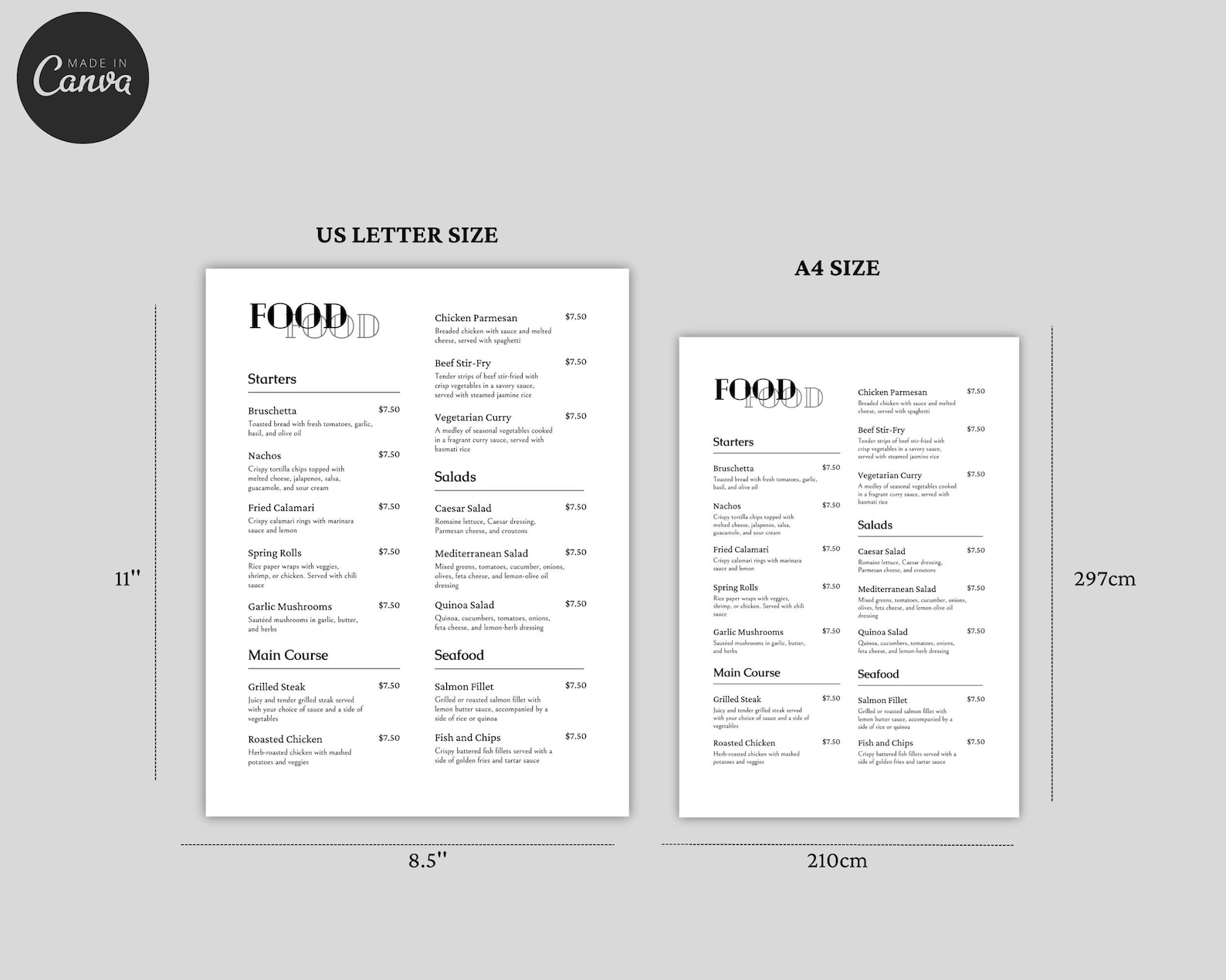 Minimal Restaurant Menu Template, Editable Menu Template, Desserts ...