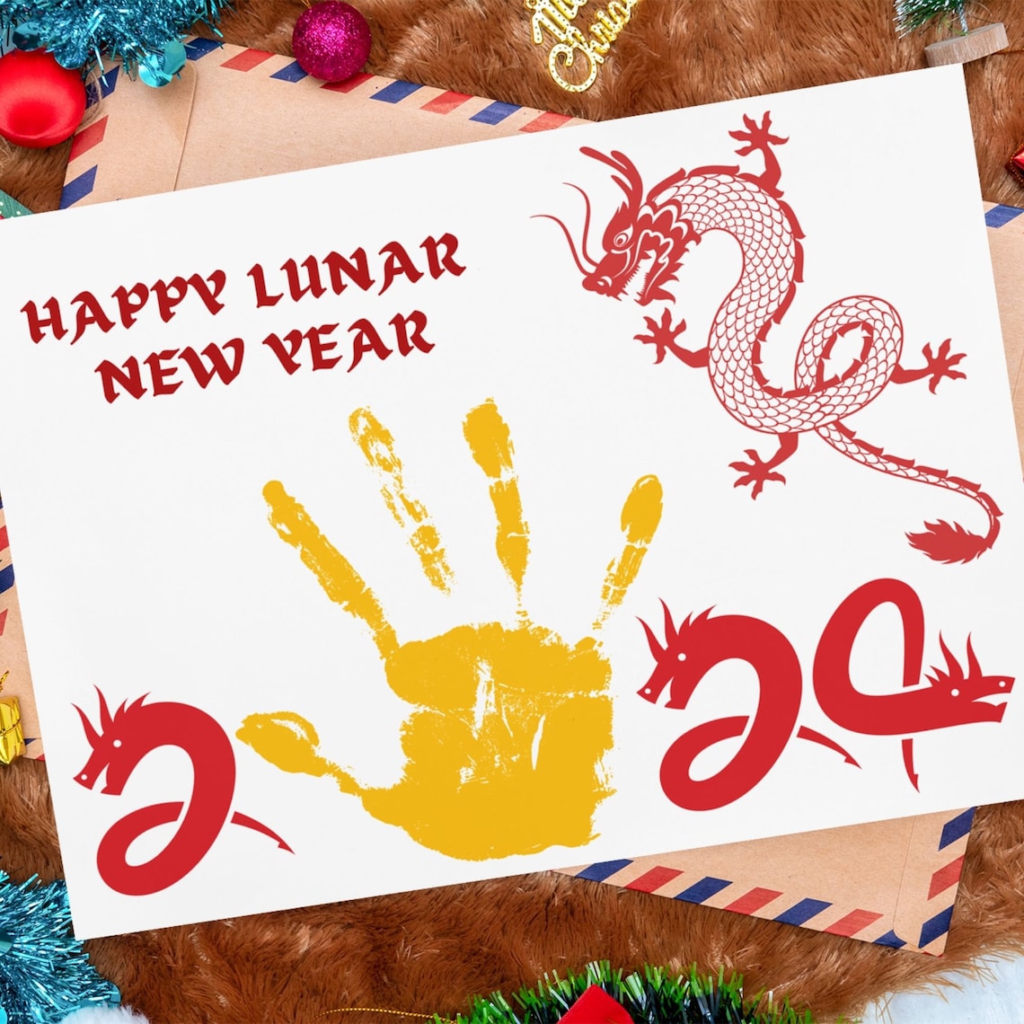 Lunar New Year Handprint Art 2024, Chinese New Year Handprint Keepsake ...