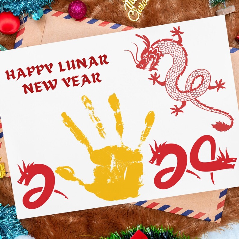 Lunar New Year Handprint Art 2024, Chinese New Year Handprint Keepsake ...