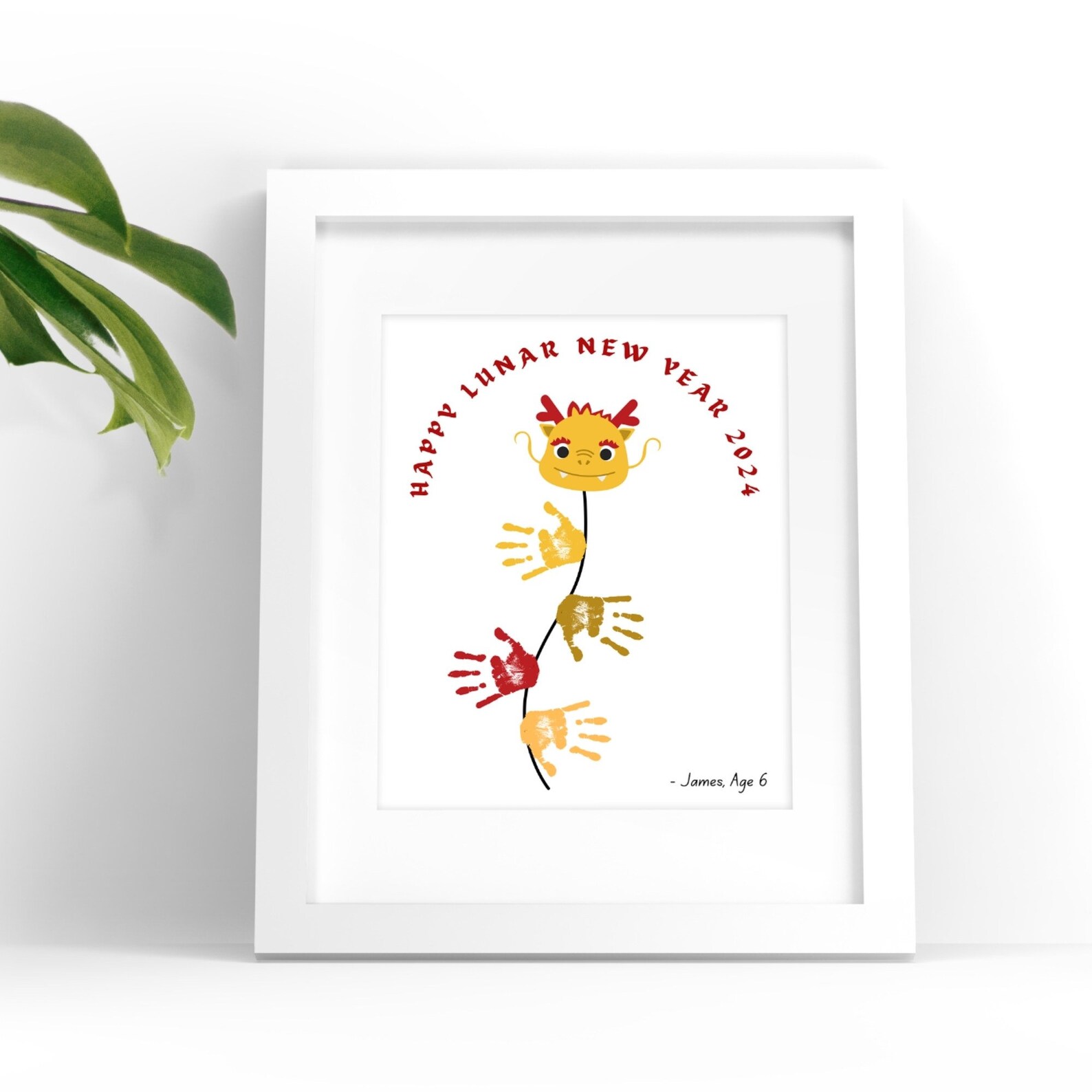 Happy Lunar New Year 2024 Handprint, Chinese New Year Handprint ...