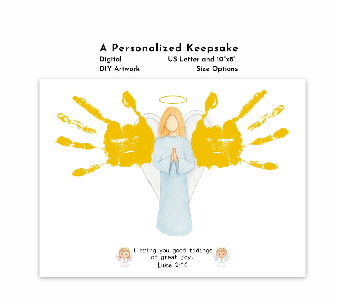 Printable Angel Handprint Template, Christian Bible Verse Craft, Angel ...