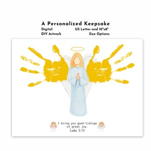 Printable Angel Handprint Template, Christian Bible Verse Craft, Angel ...