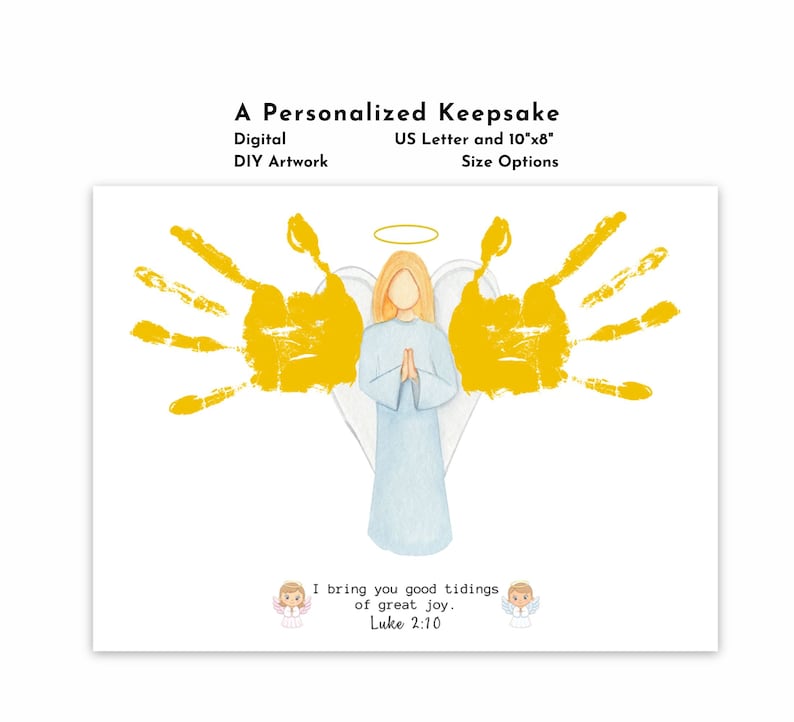 Printable Angel Handprint Template, Christian Bible Verse Craft, Angel ...