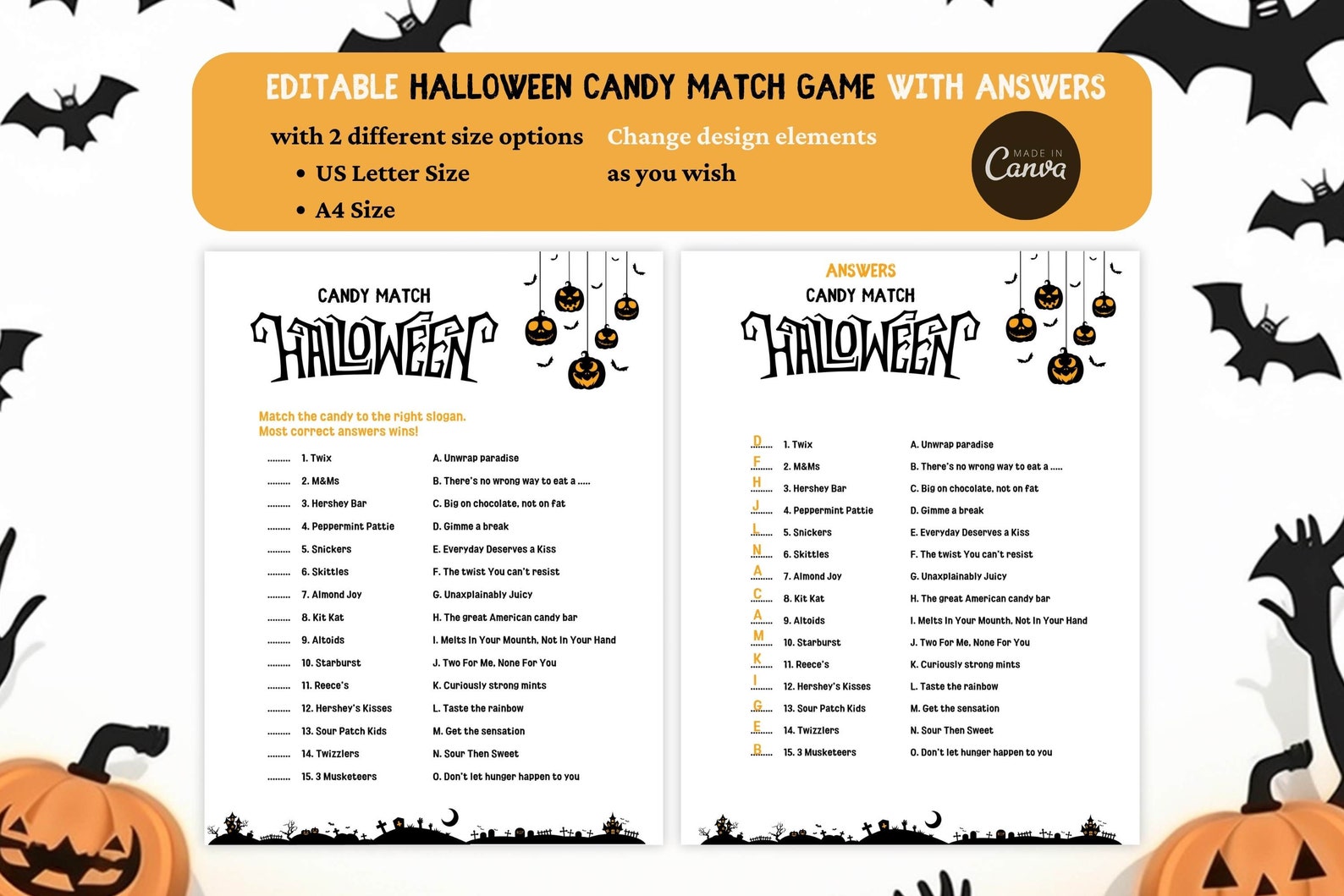 Editable Printable Halloween Horror Movie Quotes Game, Adult and Family ...