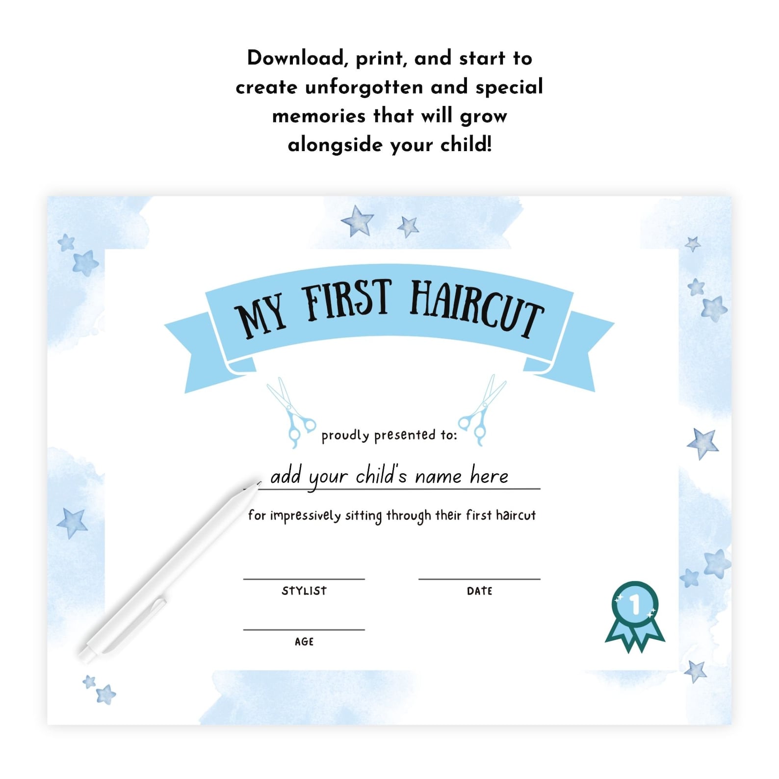 Printable My First Haircut Certificate, First Haircut Keepsake With 2 ...