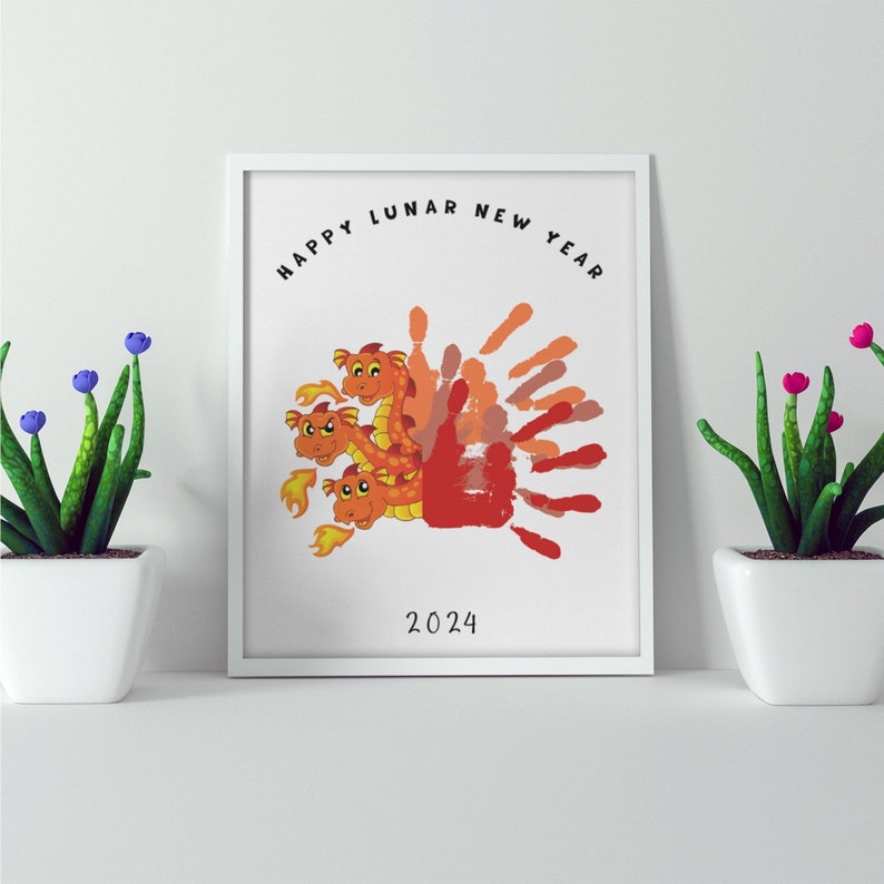 Happy Lunar New Year Handprint, Chinese New Year Handprint Keepsake Art ...