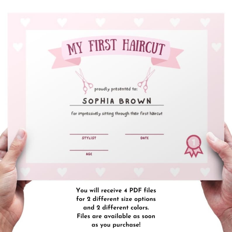 Printable My First Haircut Certificate, First Haircut Keepsake With 2 ...