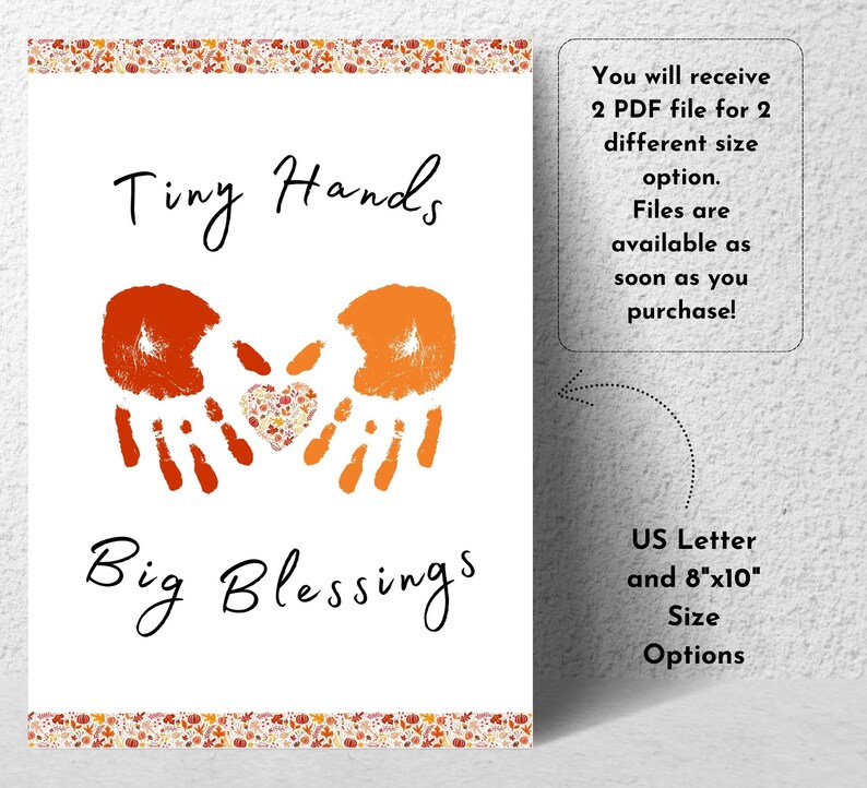Thanksgiving Handprint Keepsake Art for Kids, Printable Thanksgiving ...