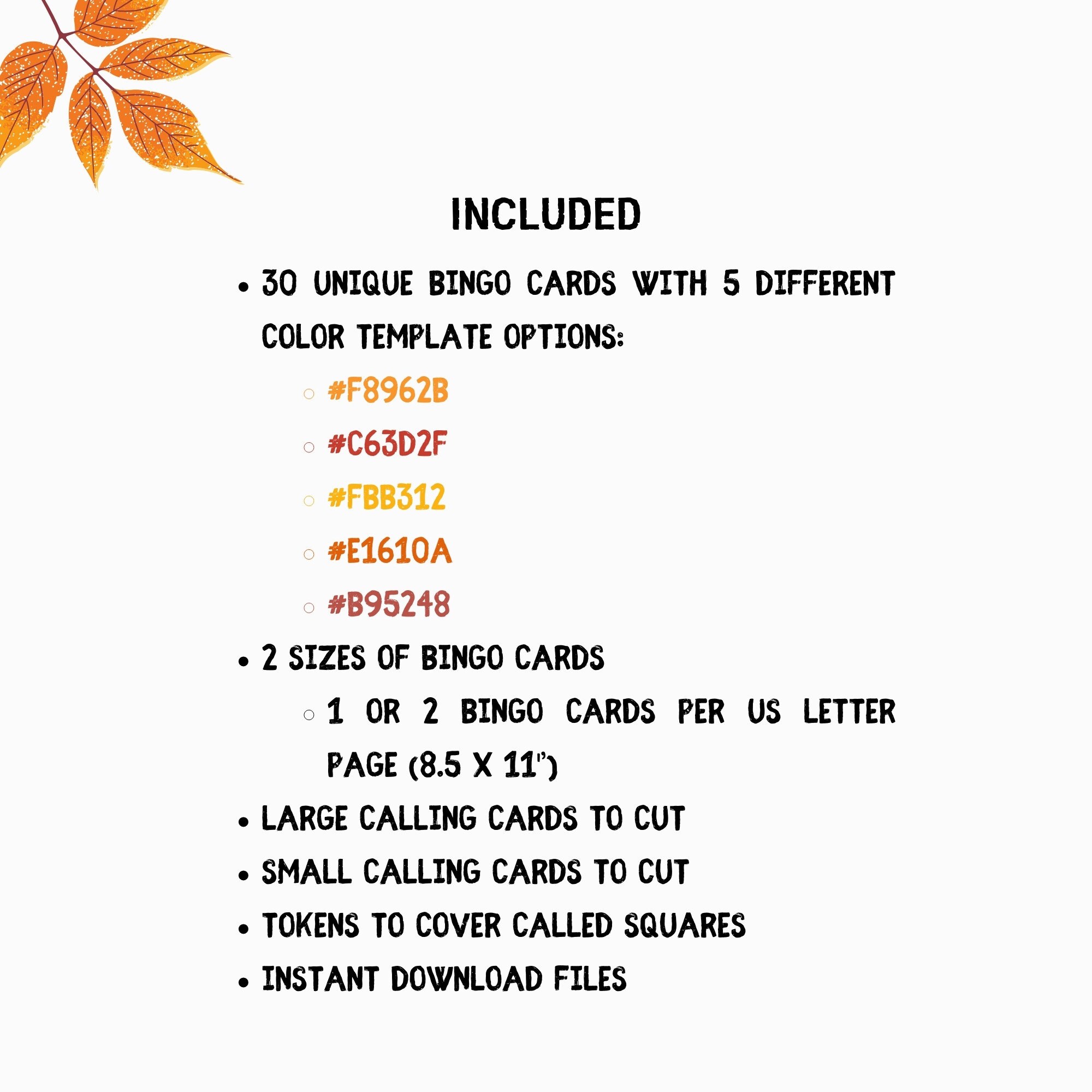 Thanksgiving Bingo 30 Cards, Printable Thanksgiving Party Games for ...