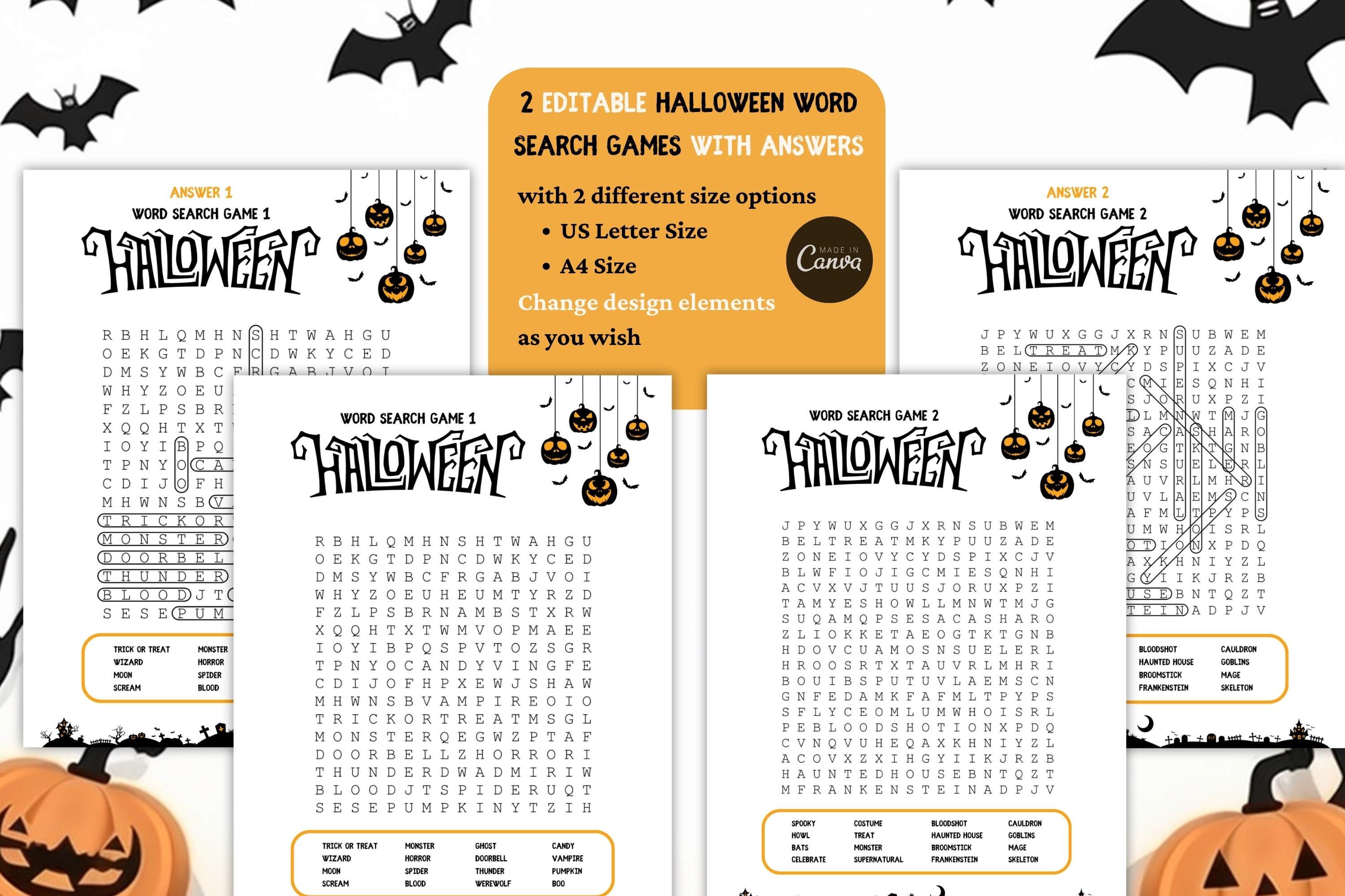 2 Editable Printable Word Search Games With Answers for - Etsy