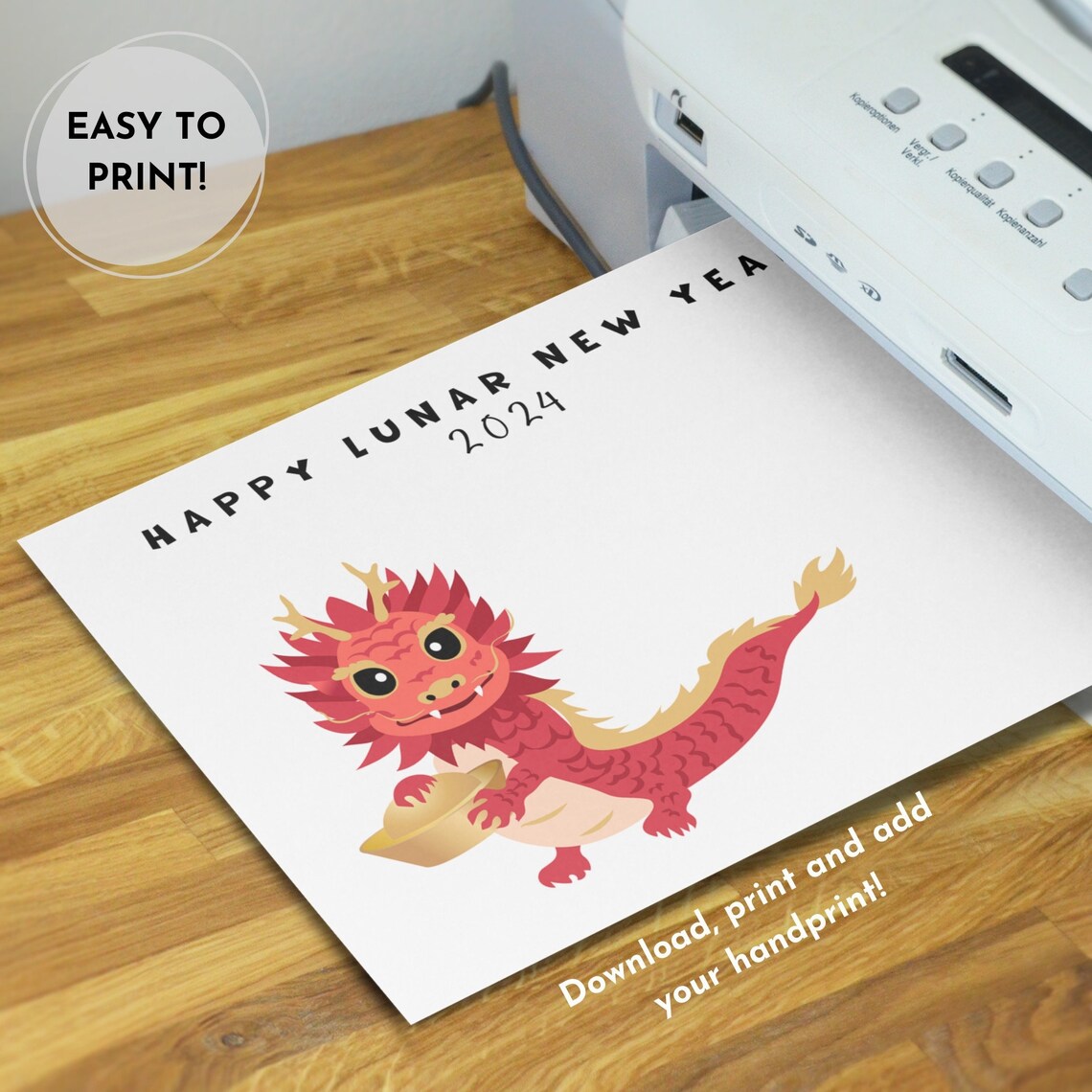 Happy Lunar New Year 2024 Handprint, Chinese New Year Handprint ...