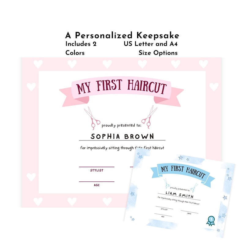 Printable My First Haircut Certificate, First Haircut Keepsake With 2 ...