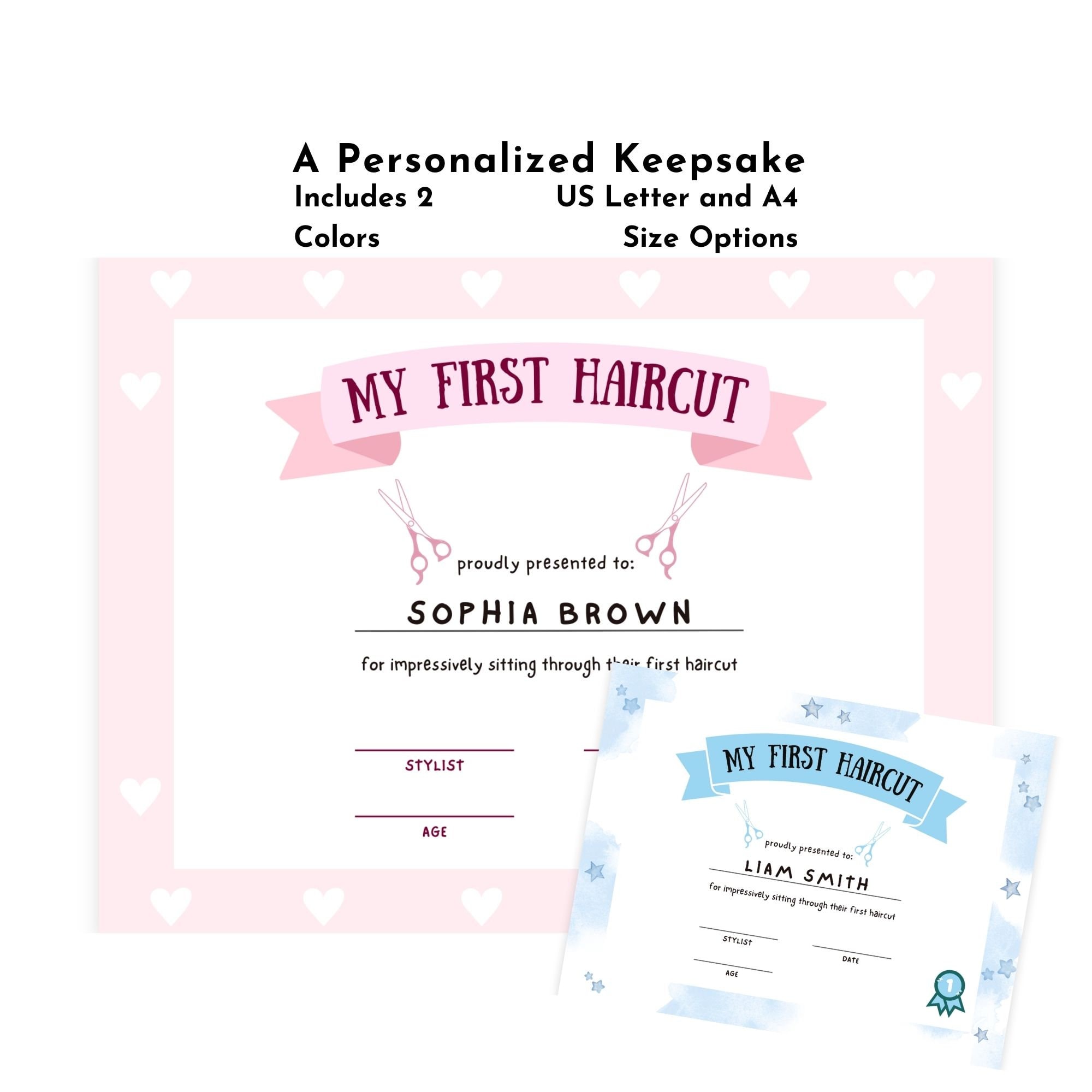 Printable My First Haircut Certificate, First Haircut Keepsake With 2 ...