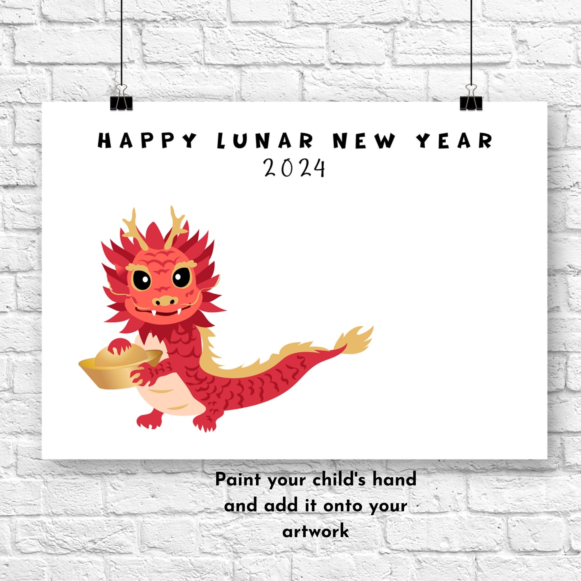 Happy Lunar New Year 2024 Handprint, Chinese New Year Handprint ...