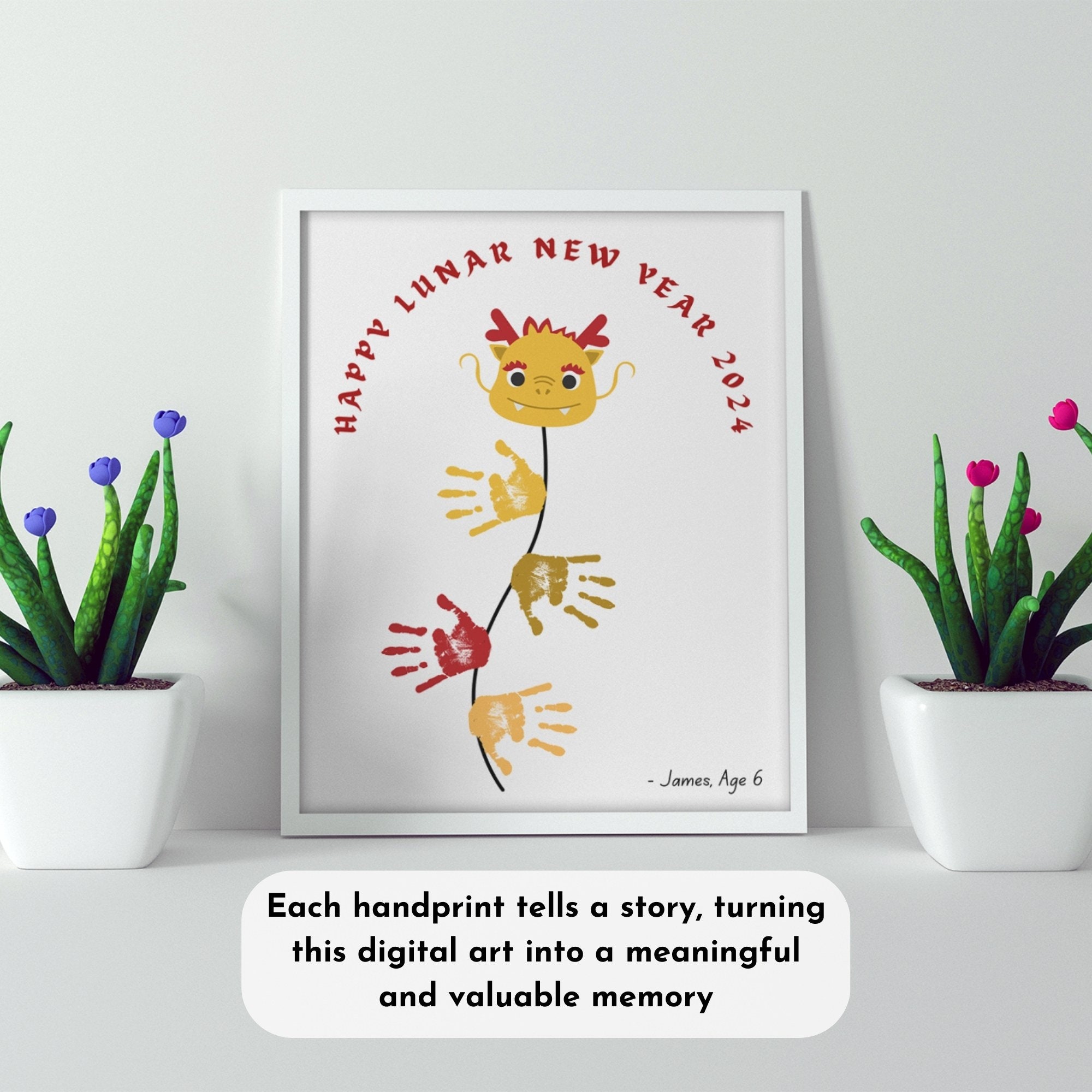 Happy Lunar New Year 2024 Handprint, Chinese New Year Handprint ...