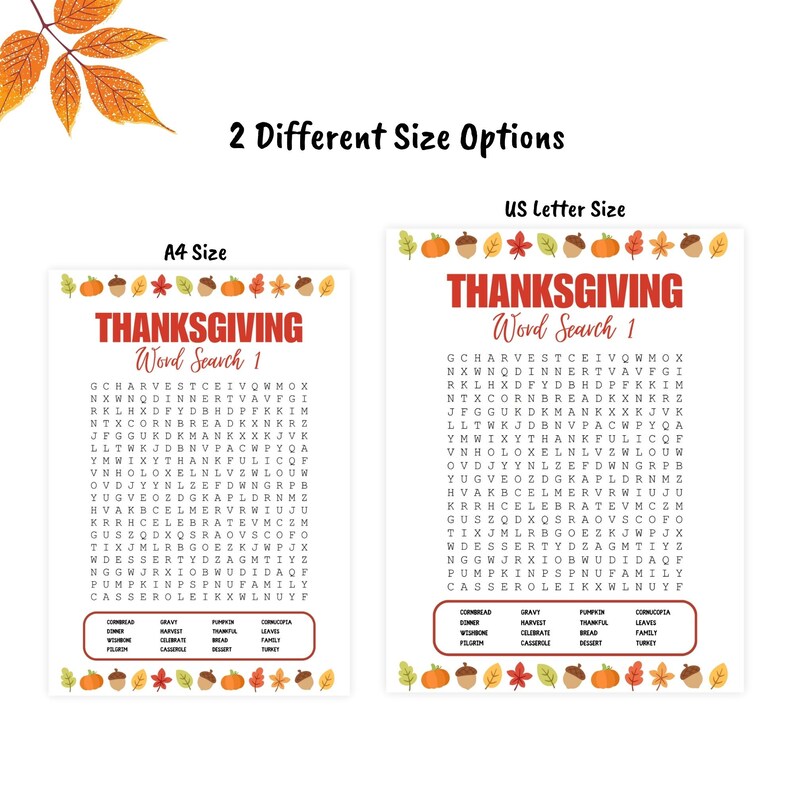 2 Printable Thanksgiving Word Search Game With Answers, Thanksgiving ...
