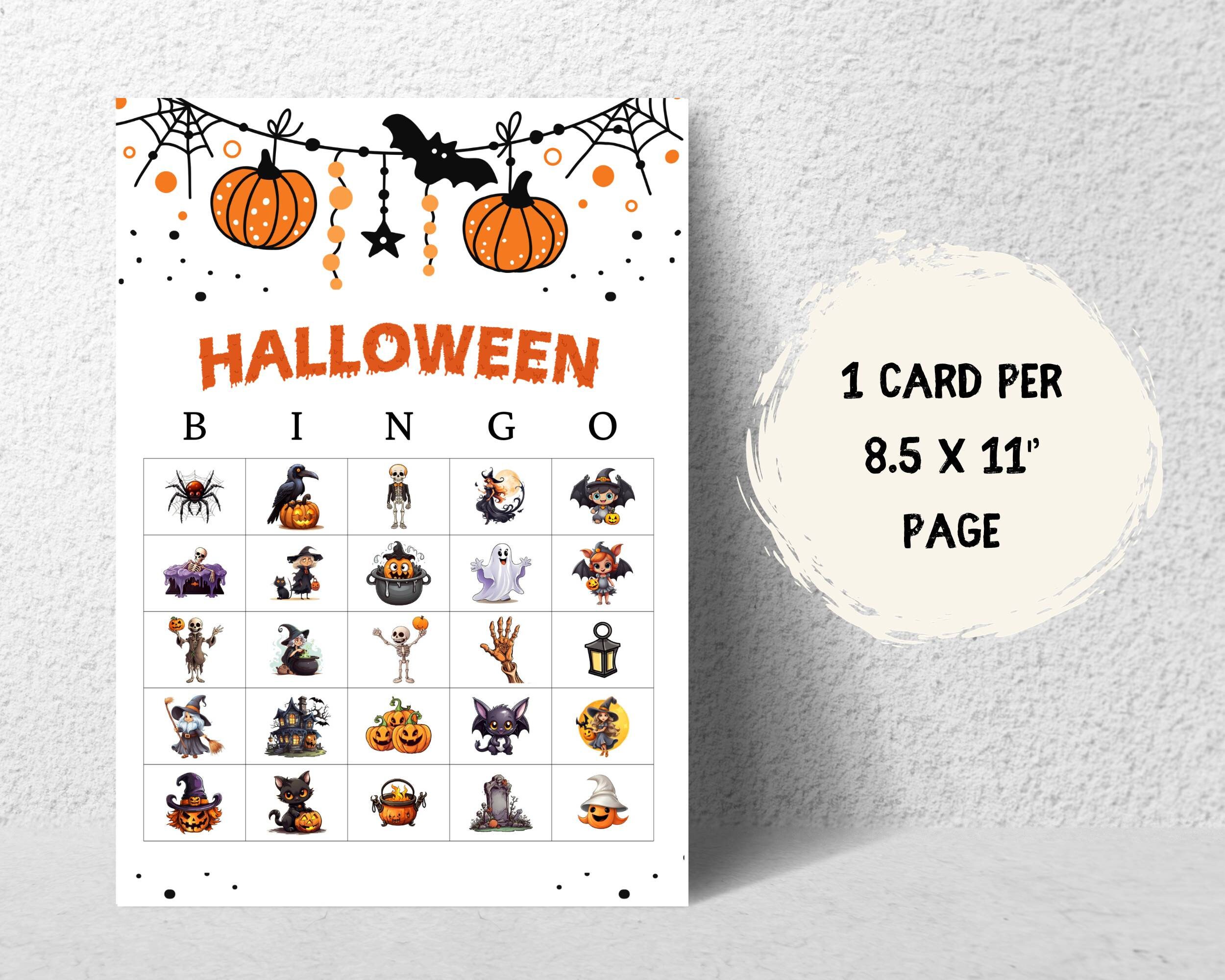 30 Printable Halloween Bingo Cards for Kids Teens and Adults, Halloween ...