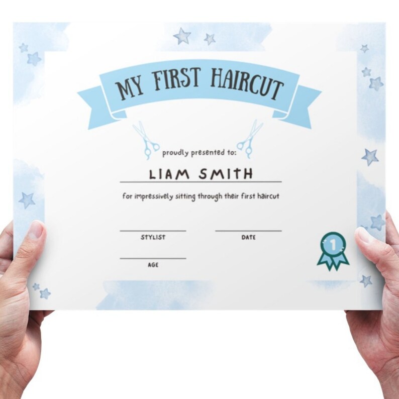 Printable My First Haircut Certificate, First Haircut Keepsake With 2 ...