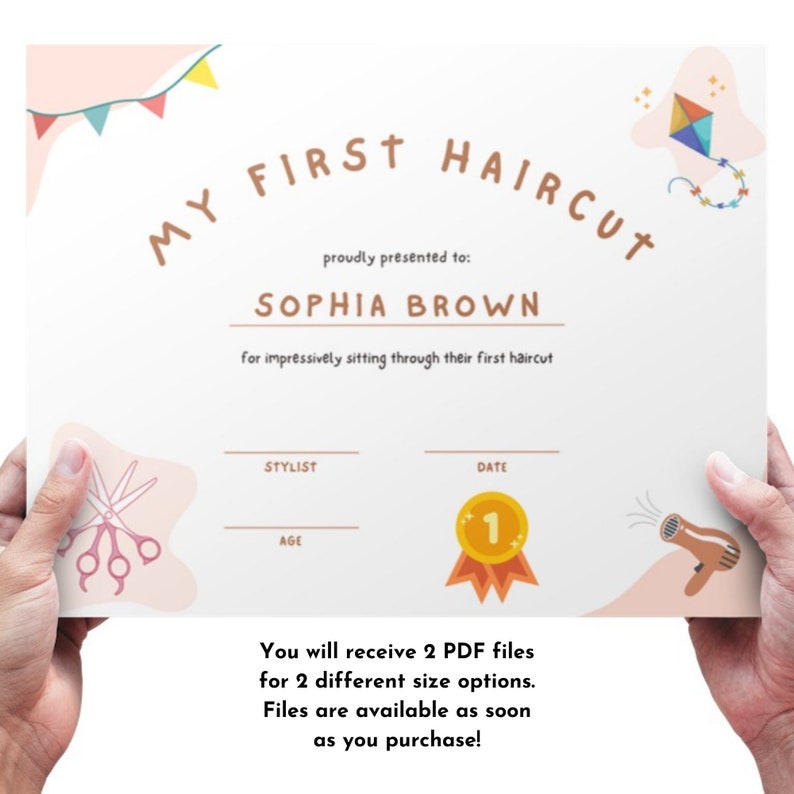 Printable My First Haircut Certificate, First Haircut Keepsake for Kids ...