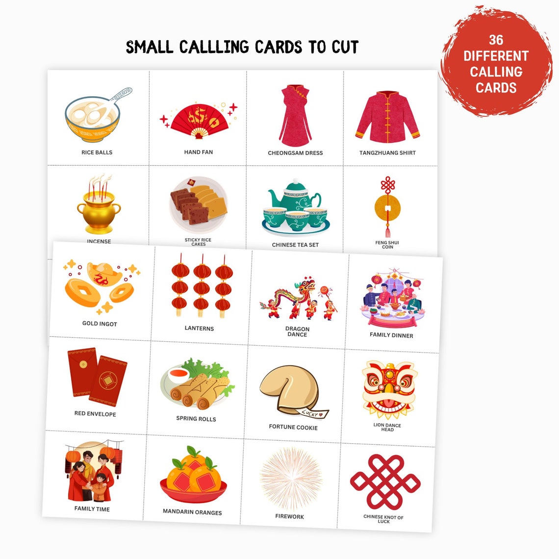 Chinese New Year Bingo Game for Kids and Adults, 30 Lunar New Year ...