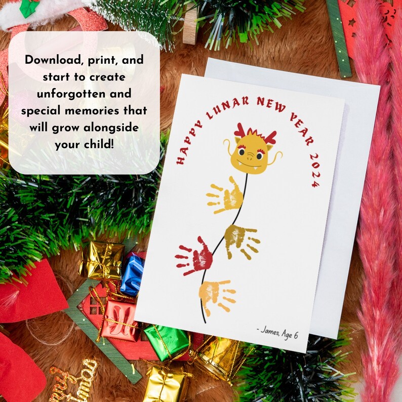 Happy Lunar New Year 2024 Handprint, Chinese New Year Handprint ...