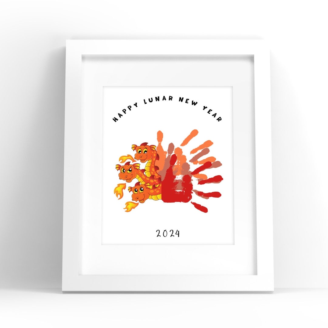 Happy Lunar New Year Handprint, Chinese New Year Handprint Keepsake Art ...
