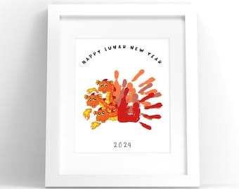 Happy Lunar New Year 2024 Handprint, Chinese New Year Handprint ...