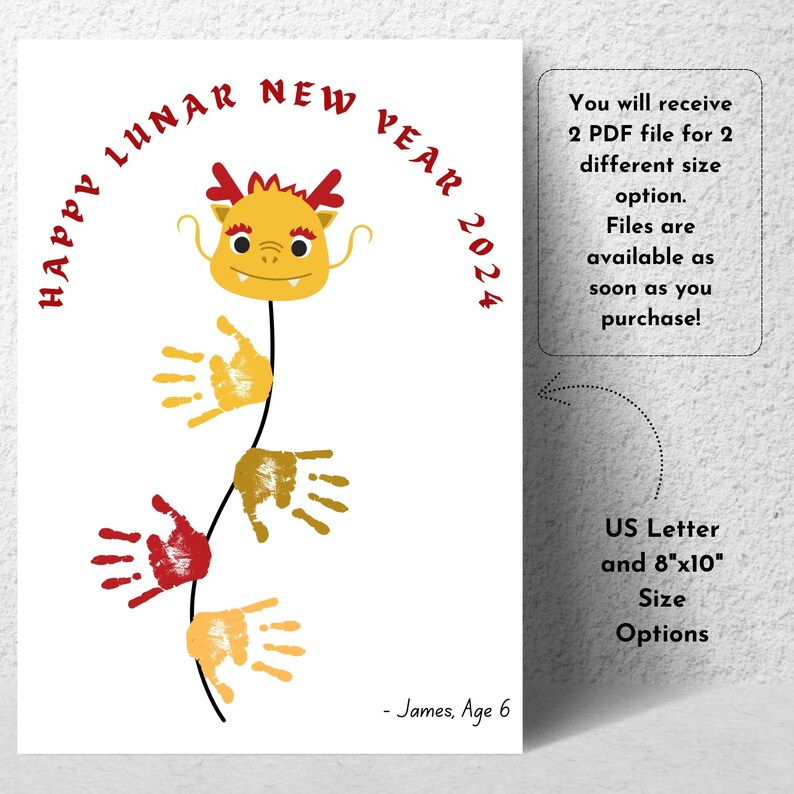 Happy Lunar New Year 2024 Handprint, Chinese New Year Handprint ...